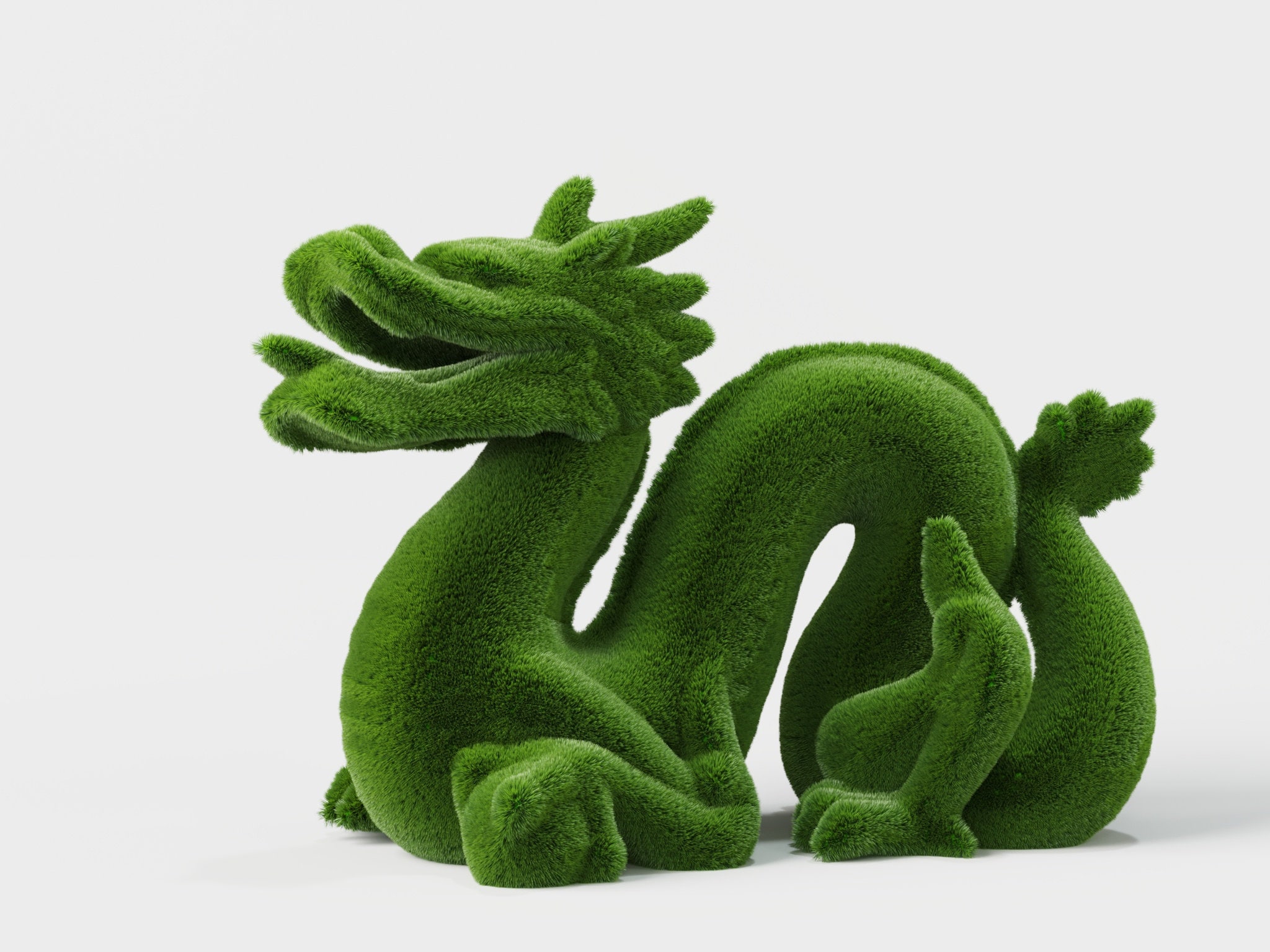 Outdoor Chinese Dragon Topiary Green Figures Covered in Artificial Grass Landscaping Sculpture ...