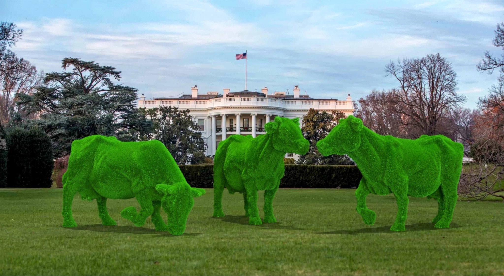 Outdoor Cows Topiary Green Figures Covered in Artificial Grass ...