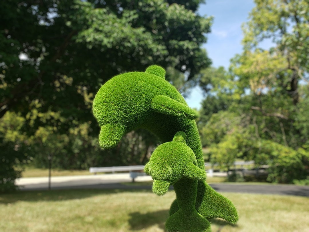 Artificial Grass Dolphin Topiary: Outdoor Green Animal Figure - Etsy