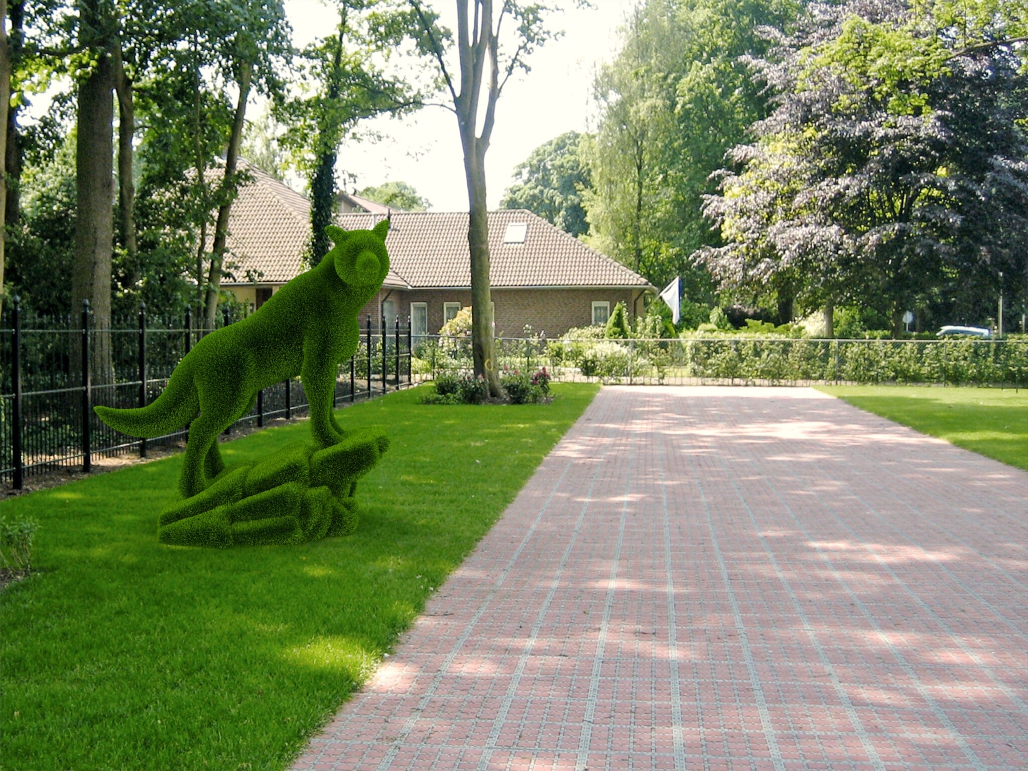 Wolf Howling and Turned Head Topiary Sculpture Outdoor Artificial Grass ...