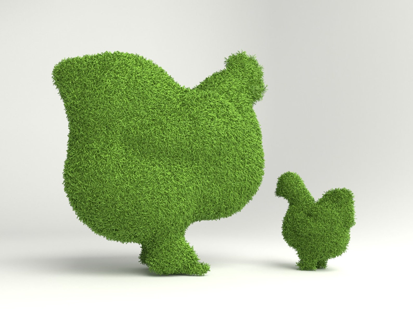 Outdoor Animal Chickens Topiary Green Figures Covered in Artificial ...