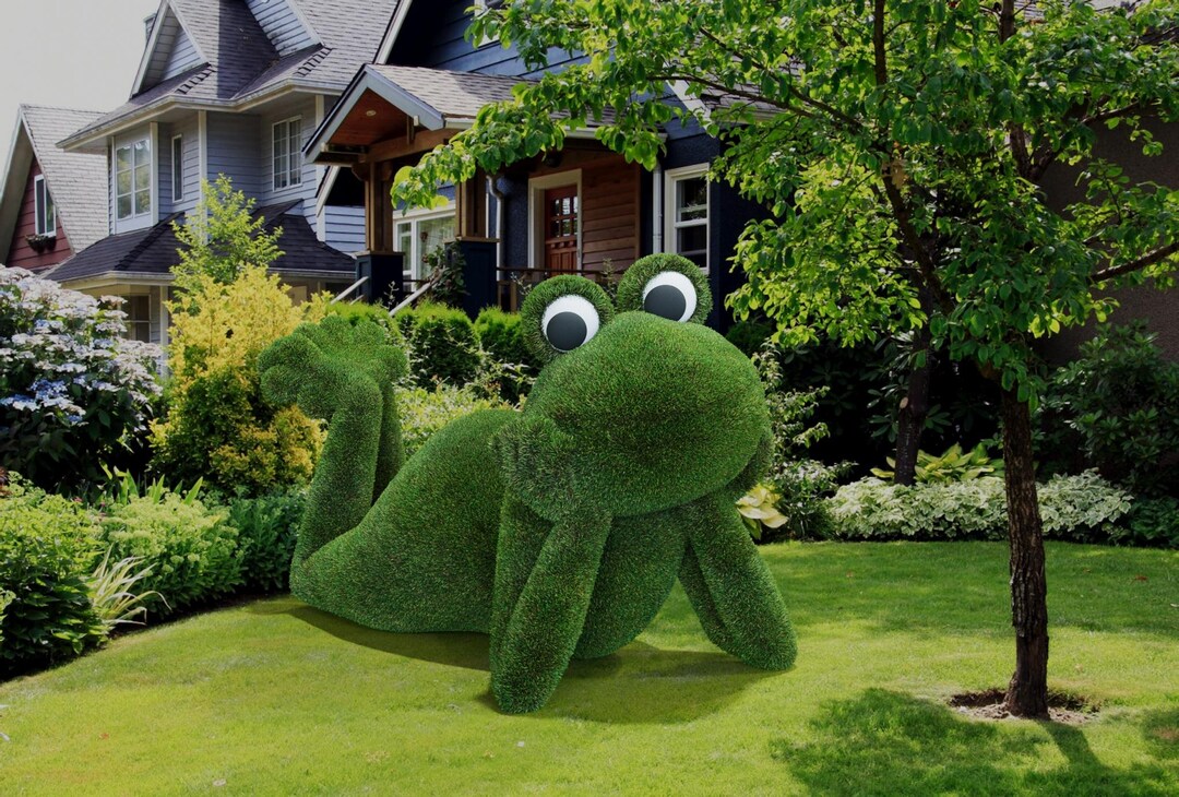 Outdoor Animal Frog Laying Down Topiary Green Figures Landscaping ...