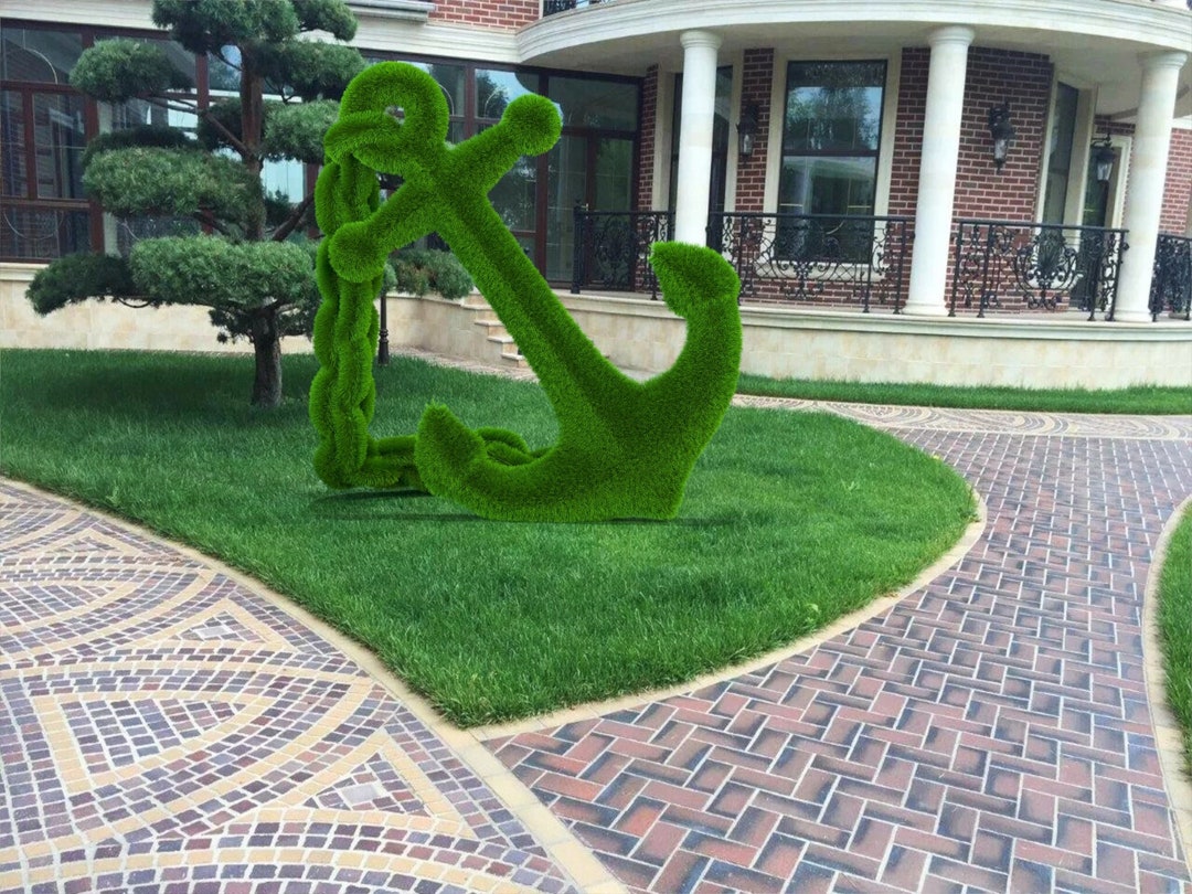 Outdoor Anchor With Chain Topiary Green Figures Covered in Artificial ...