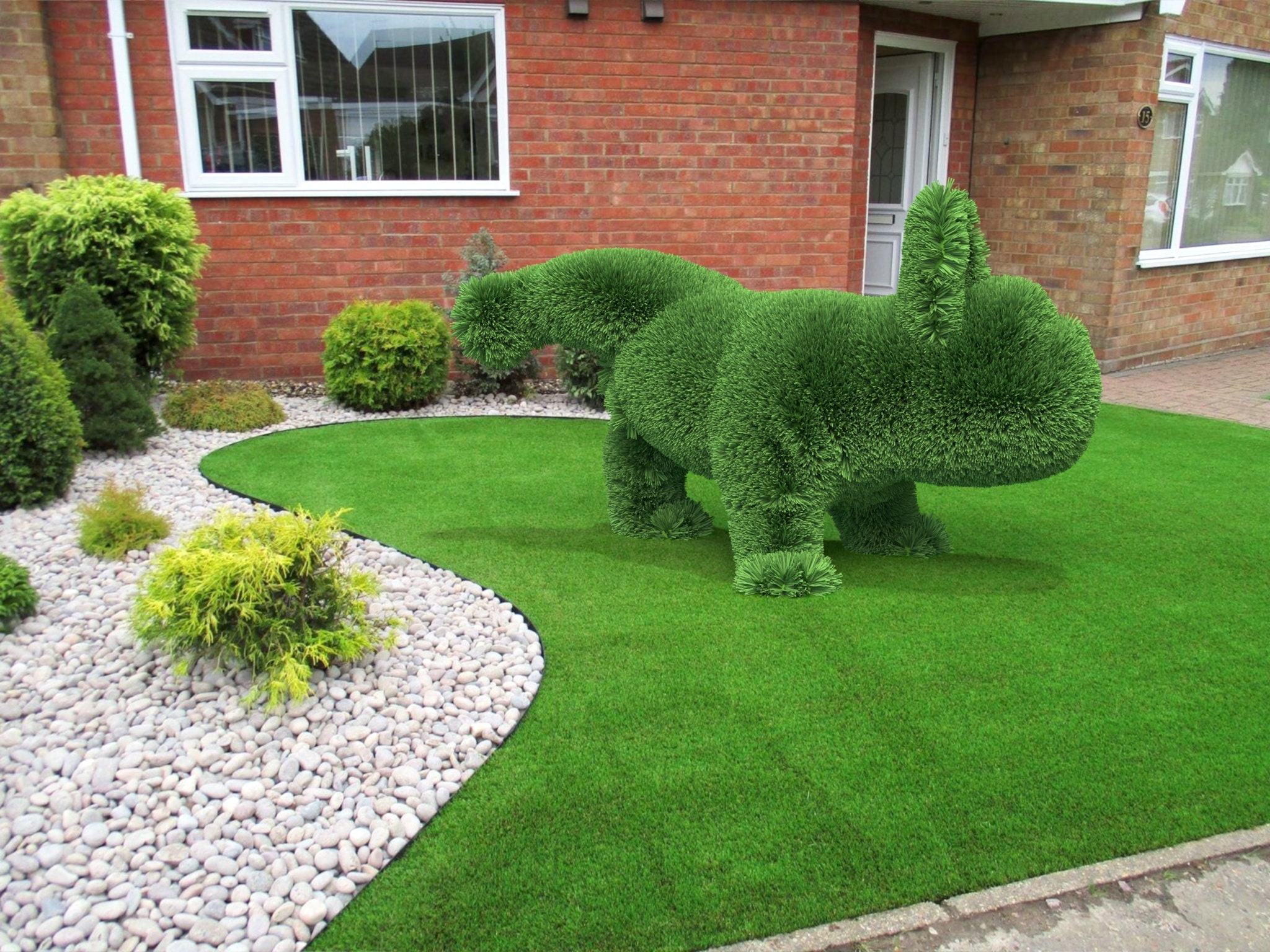 Faux Grass French Bulldog Garden and Yard Decoration Topiary: Outdoor ...