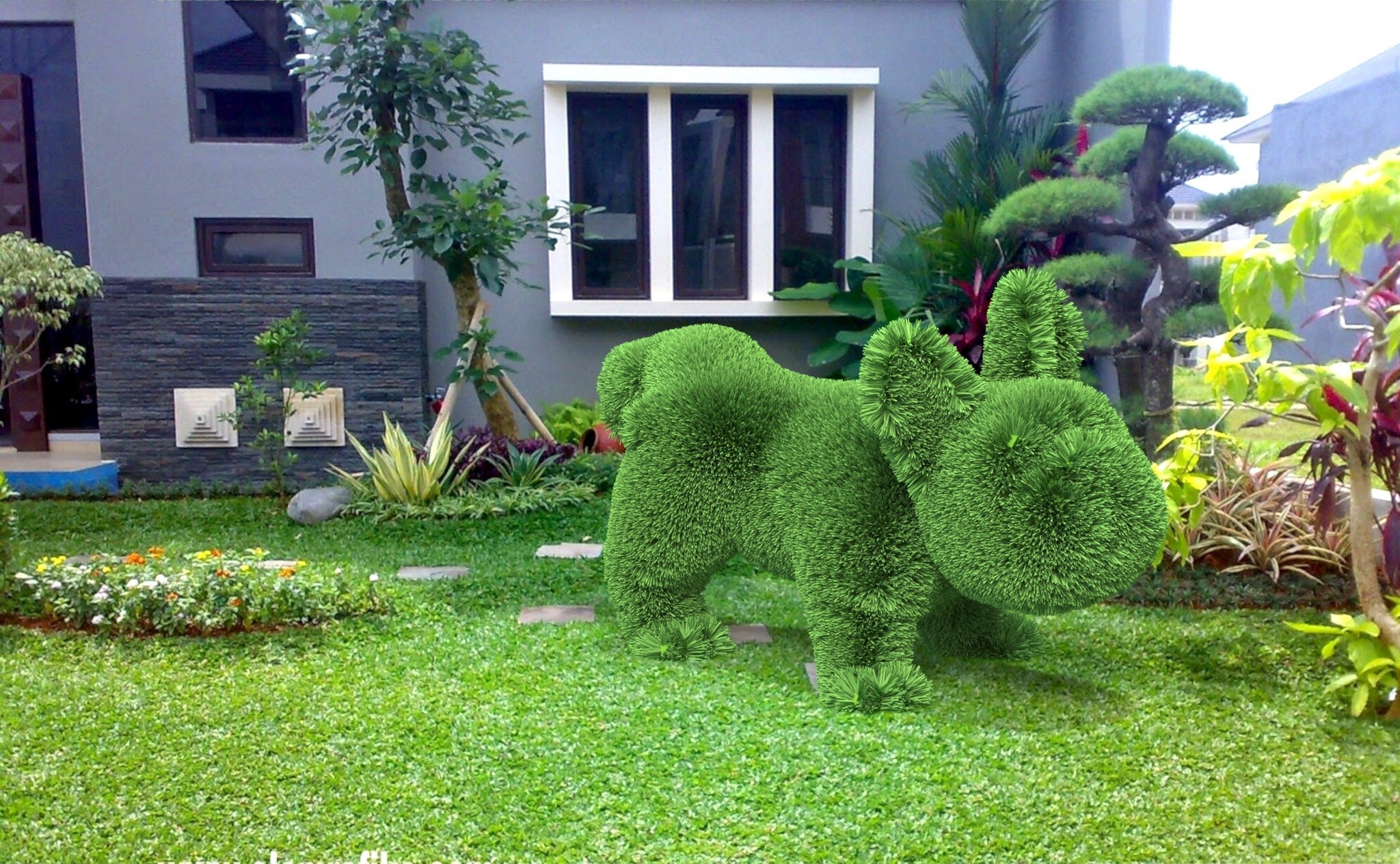 Faux Grass French Bulldog Garden and Yard Decoration Topiary: Outdoor ...