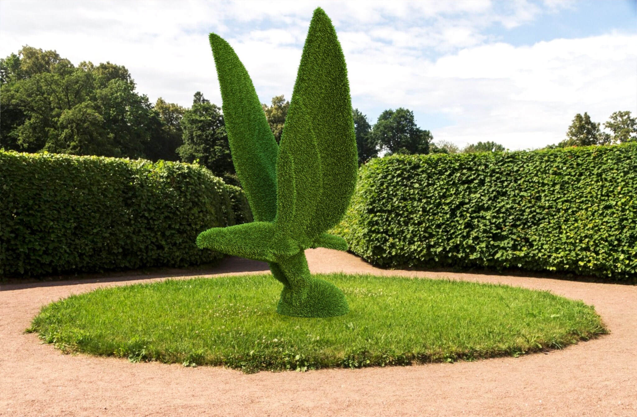 Outdoor Bird Taking Off Topiary Green Figures — Decor Factory Studio