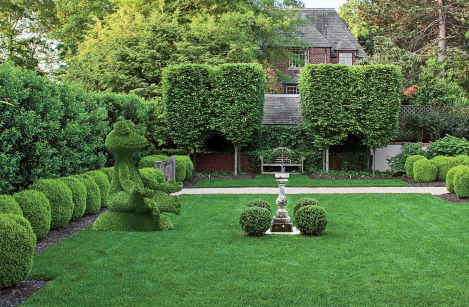 Outdoor Animal Sitting Yoga Frog Topiary Green Figures 67” Covered in ...