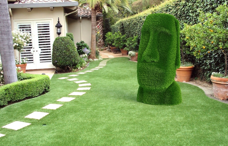 Outdoor Idol Moai Topiary Green Figures Covered in Artificial Grass ...
