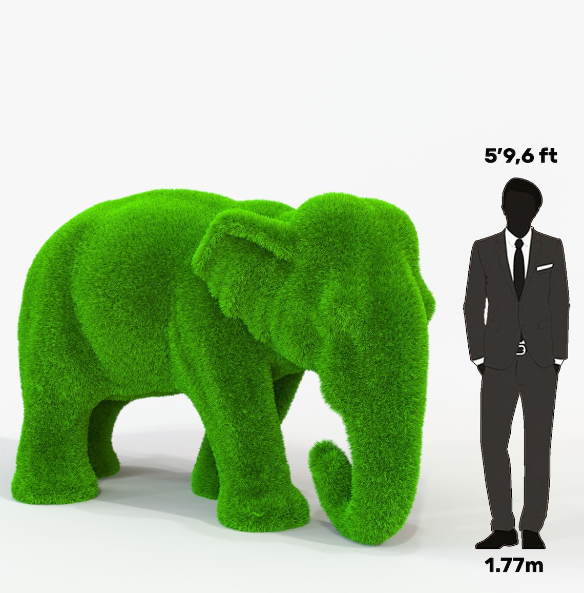 Outdoor Small Elephants Topiary Green Figures Covered in Artificial Grass Landscaping Sculpture ...