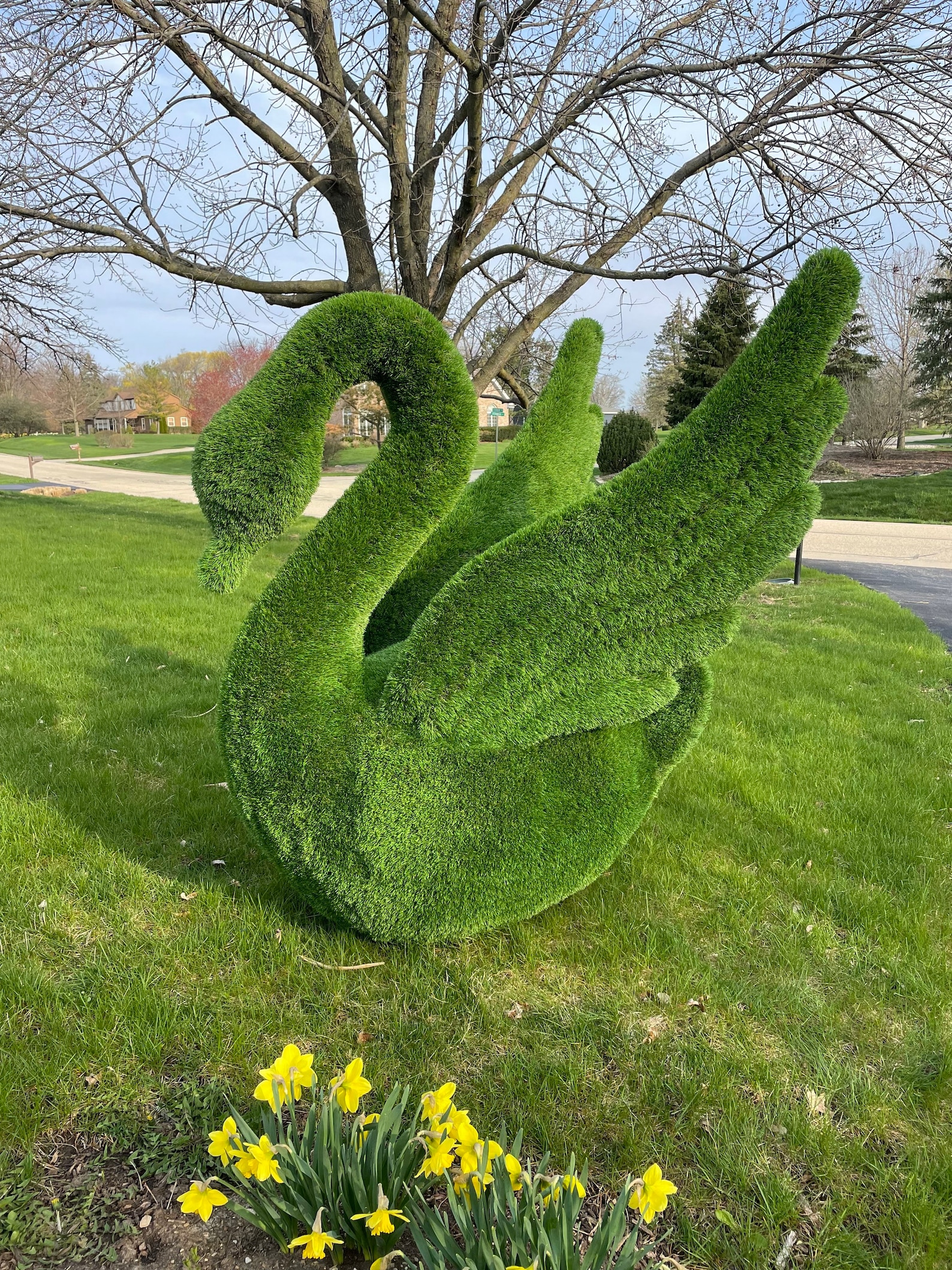 Outdoor Animal Swan Topiary Green Figures 65" Covered in Artificial ...