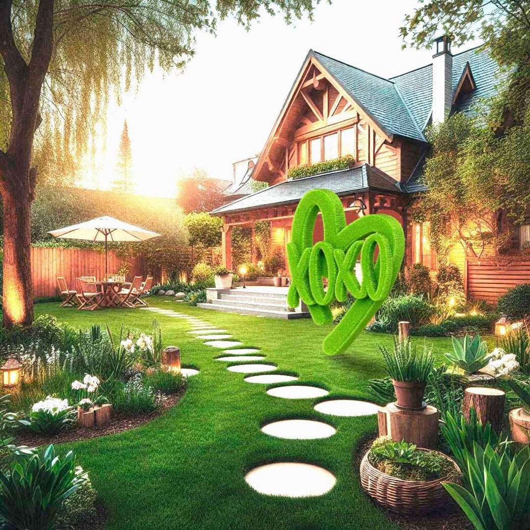 Outdoor Heart XOXO Garden and Yard Decoration Topiary Green Figures ...