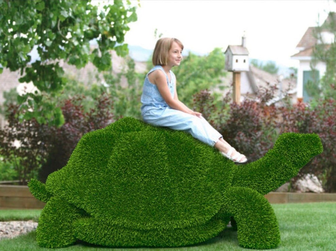Outdoor Animal Turtle Topiary Green Figures Covered in Artificial Grass ...