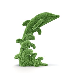 Dolphin Riding Waves Topiary: Artificial Grass Green Figure - Etsy