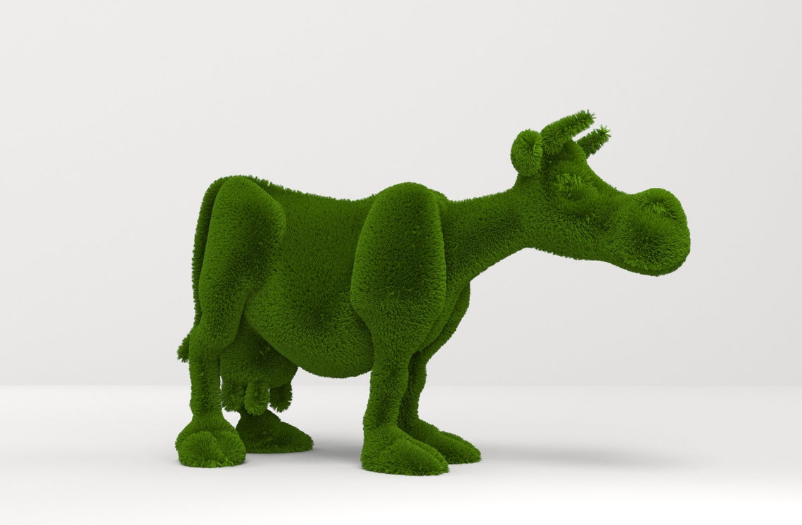 Outdoor Cartoon Cow Topiary Green Figures Covered in Artificial Grass ...