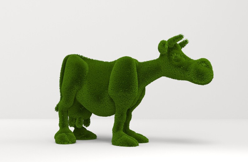 Outdoor Cartoon Cow Topiary Green Figures Covered in Artificial Grass ...