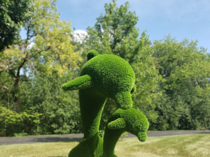 Artificial Grass Dolphin Topiary: Outdoor Green Animal Figure - Etsy