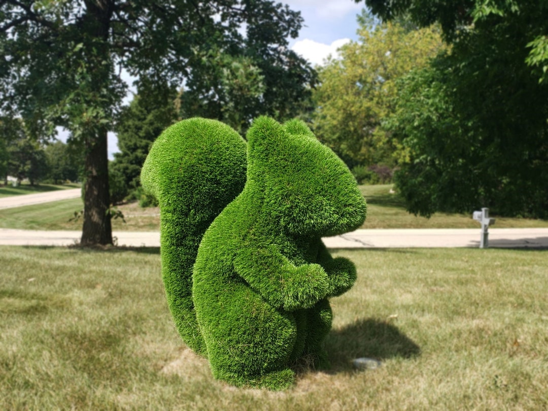 Outdoor Animal Squirrel Topiary Green Figures 39" Covered in Artificial ...