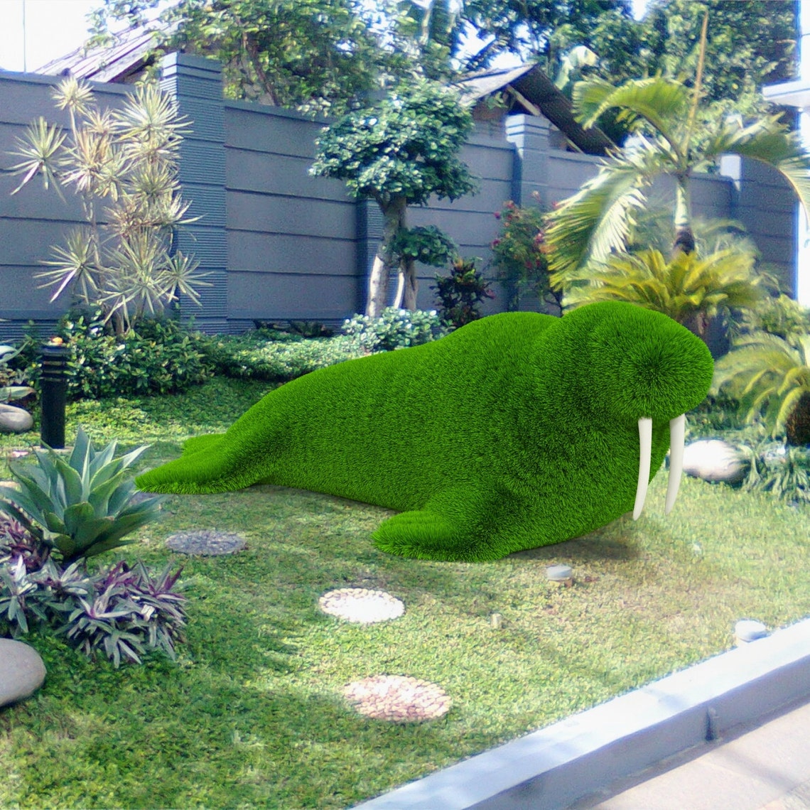 Outdoor Animal Walrus Topiary Green Figures Covered in - Etsy