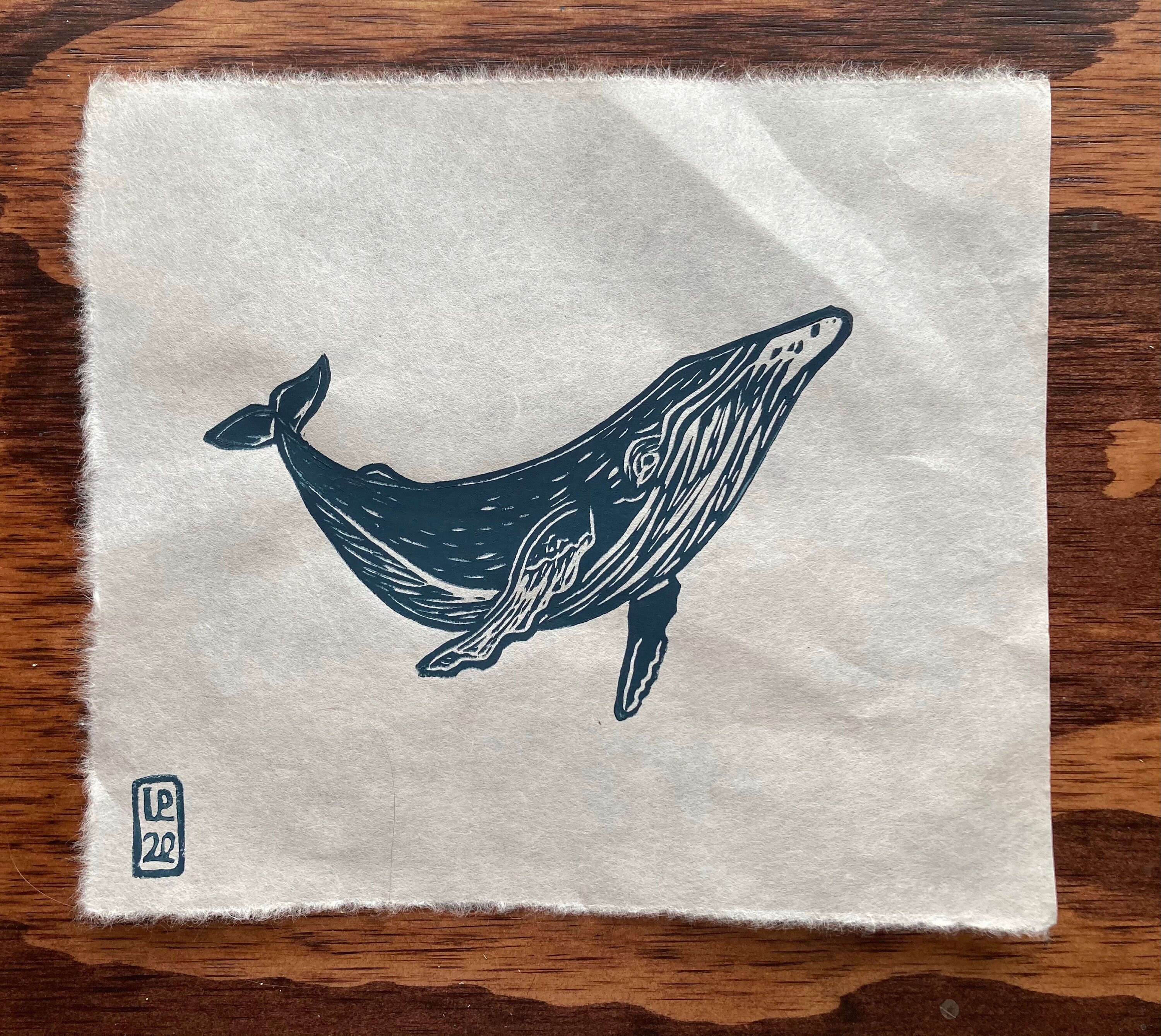 Whale Lino Print - Etsy