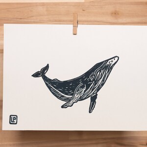 Whale Lino Print - Etsy