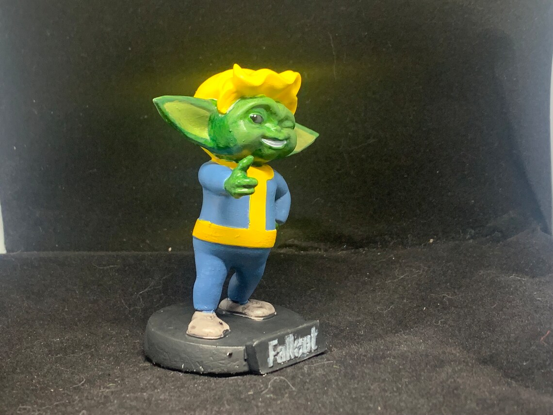 3d Printed Hand Painted Baby Grogu Fallout Vault Boy - Etsy