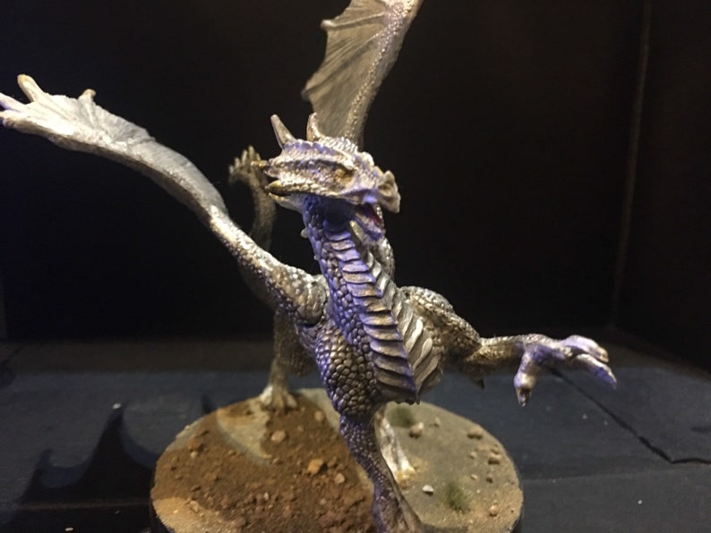 Hand Painted Reaper Miniatures Silver Dragon Dungeons and - Etsy