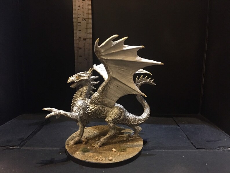 Hand Painted Reaper Miniatures Silver Dragon Dungeons and Dragons - Etsy