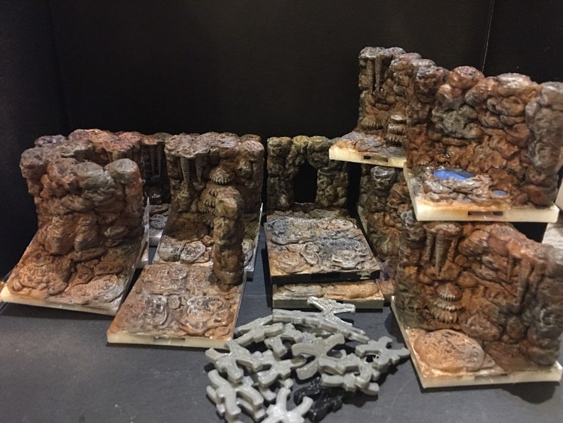 Dungeon Tiles Caverns Starter Set 3d Printed and Painted (includes 4 ...