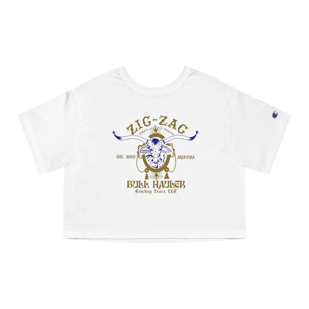 Zig Zag Bull Hauler Champion Women's Heritage Cropped T-shirt - Etsy