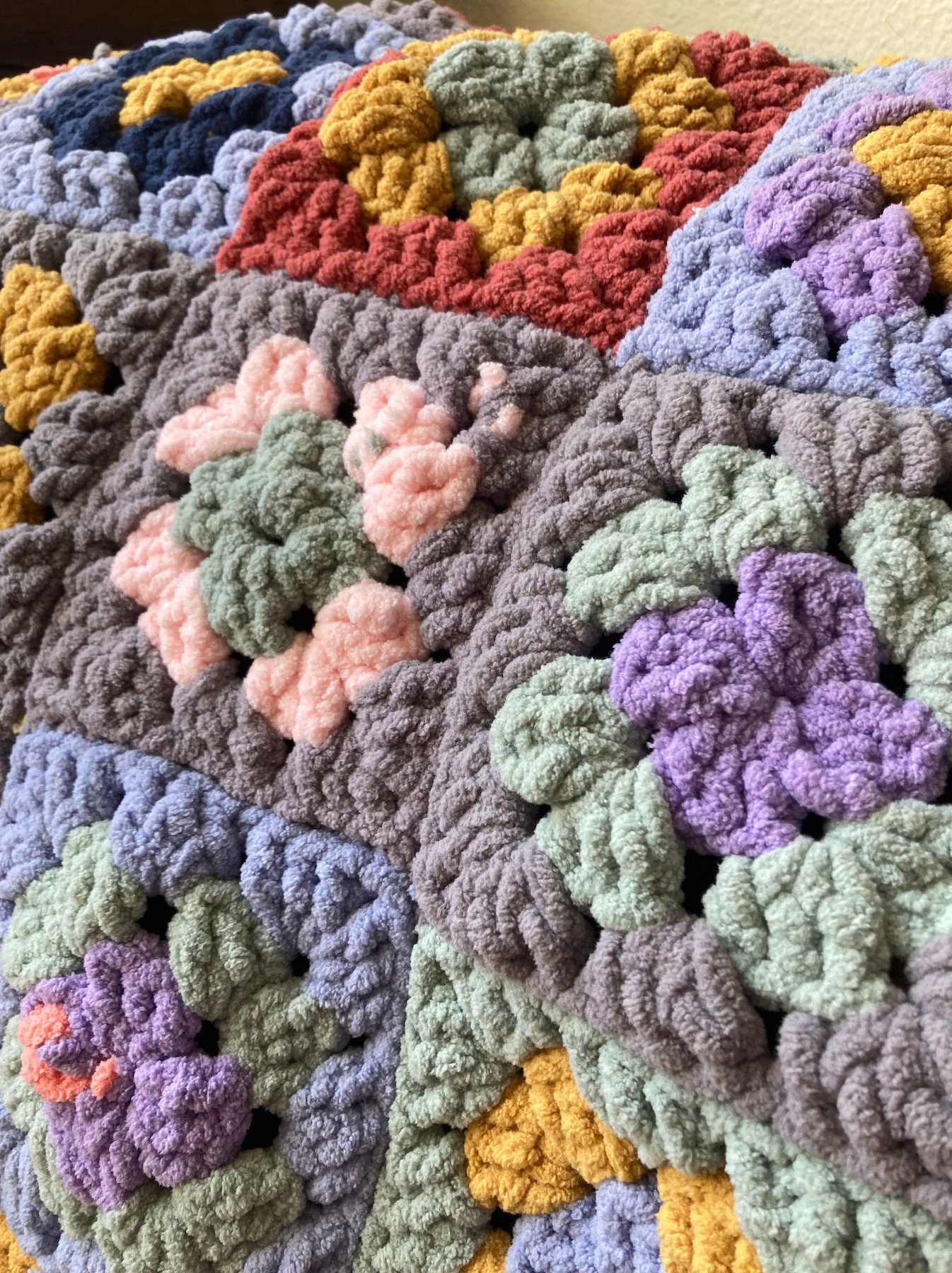 Colorful Fluffy Granny Square Blanket - Etsy