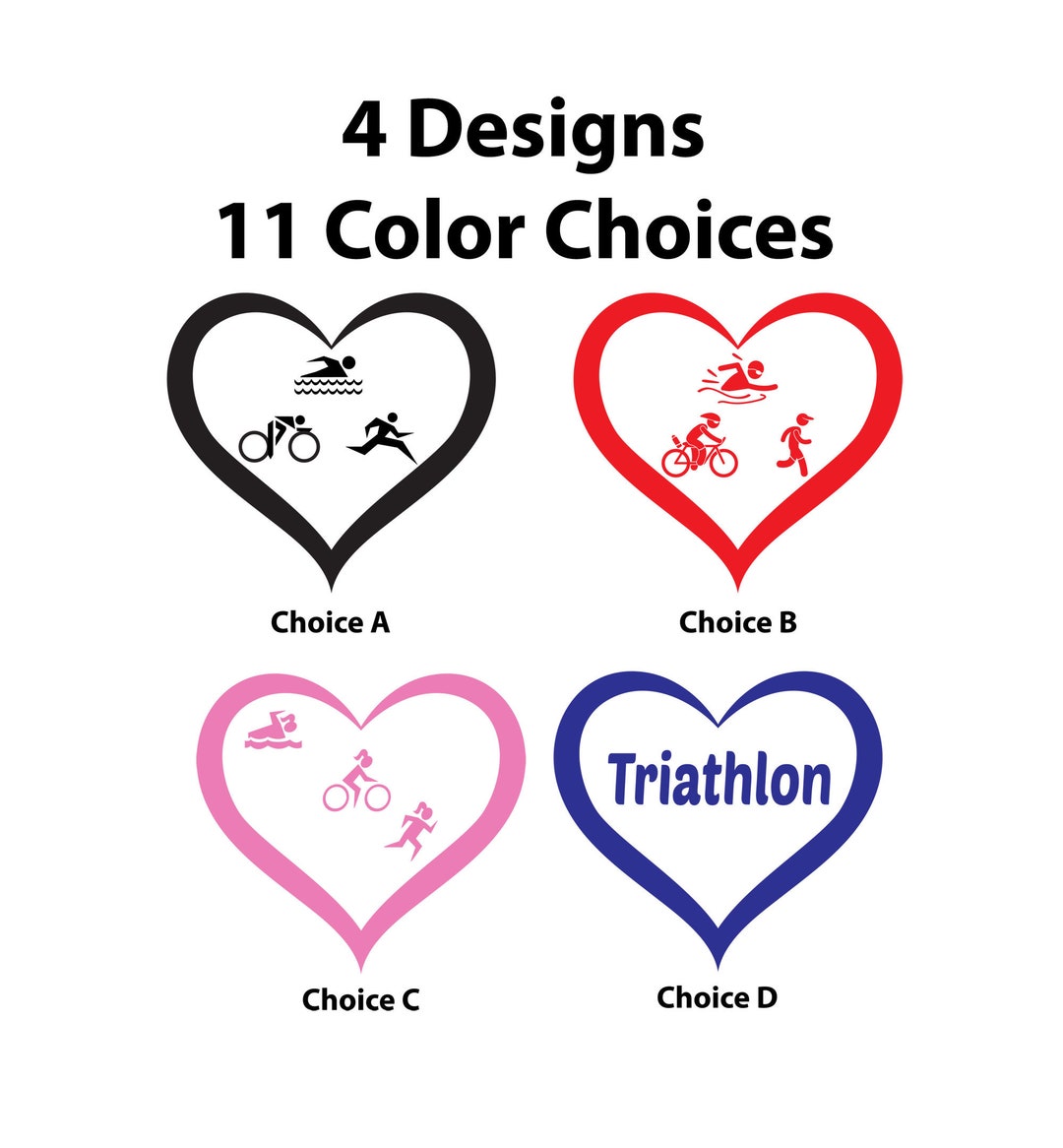 I Love Triathlon Sticker - Triathlon Decal - Gift for Triathlete - Car ...