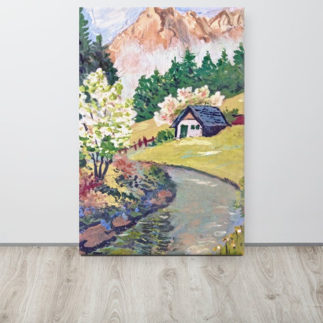 Spring Alpine Oil Painting Canvas Print, Alpine Landscape, Hand Painted ...