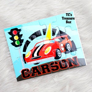 Race Car Puzzle, Hot Wheels Puzzle Party Favor, Personalized Puzzle ...