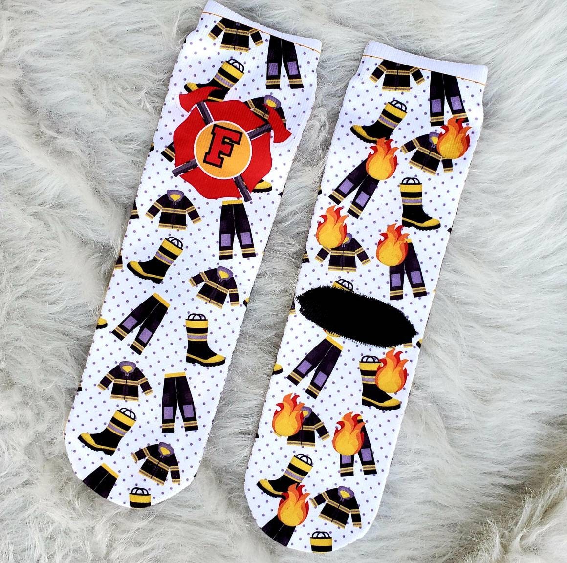 Firefighter Socks Fire Truck Socks Custom Socks Fire | Etsy