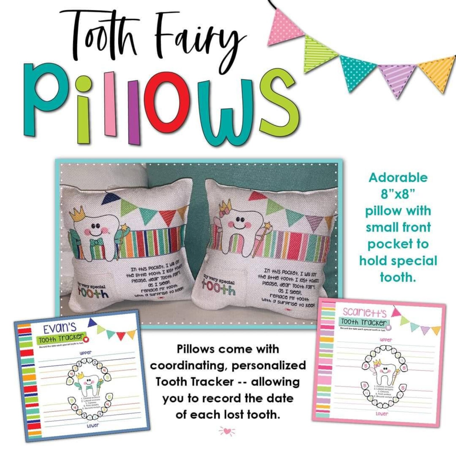 Tooth Fairy Pillow, Lost Tooth Pillow, Tooth Pocket Pillow, Fairy ...