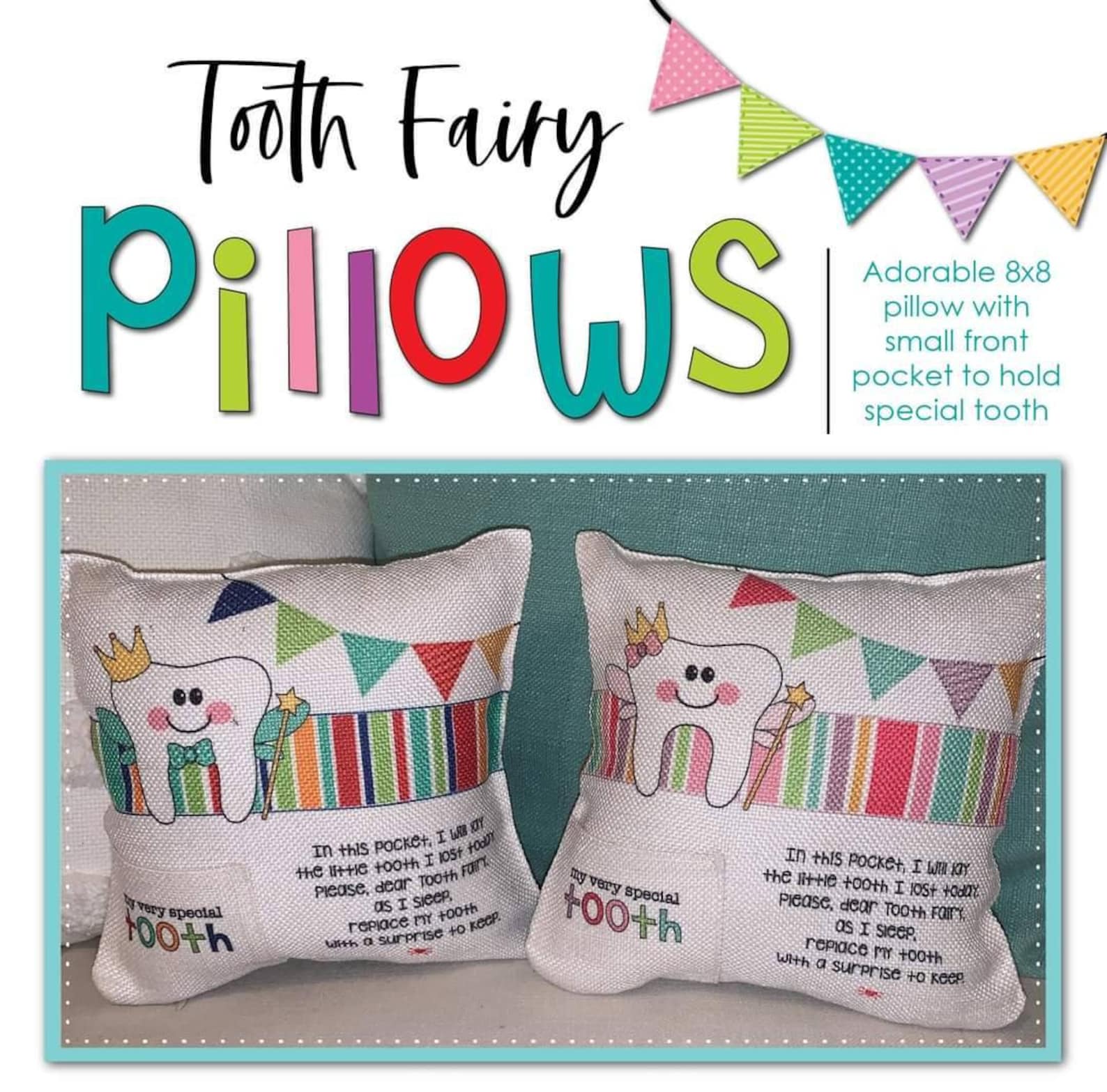 Tooth Fairy Pillow, Lost Tooth Pillow, Tooth Pocket Pillow, Fairy ...