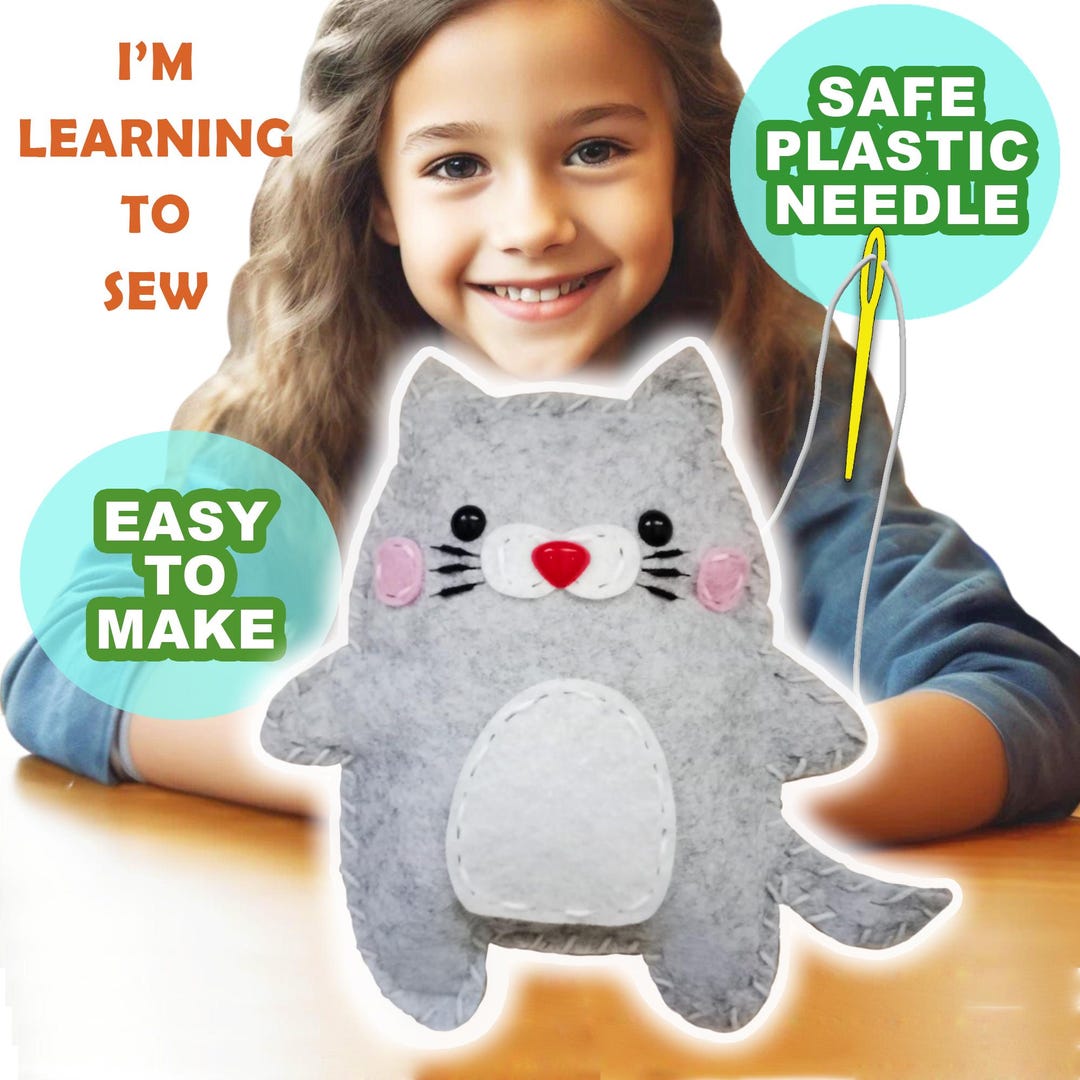 DIY Felt Cat Sewing Kit: Beginner Craft Project for Kids - Etsy