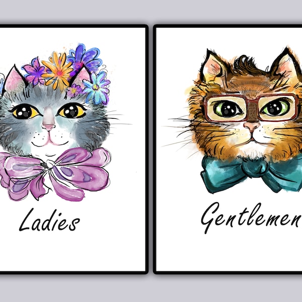 Funny Cat Restroom Sign - Etsy