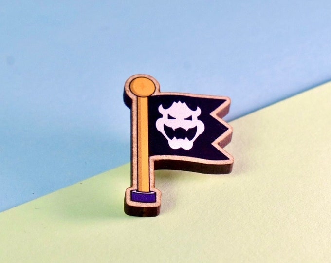 Bowser Checkpoint Flag Pin - Super Mario Bros Checkpoint Collection - Etsy