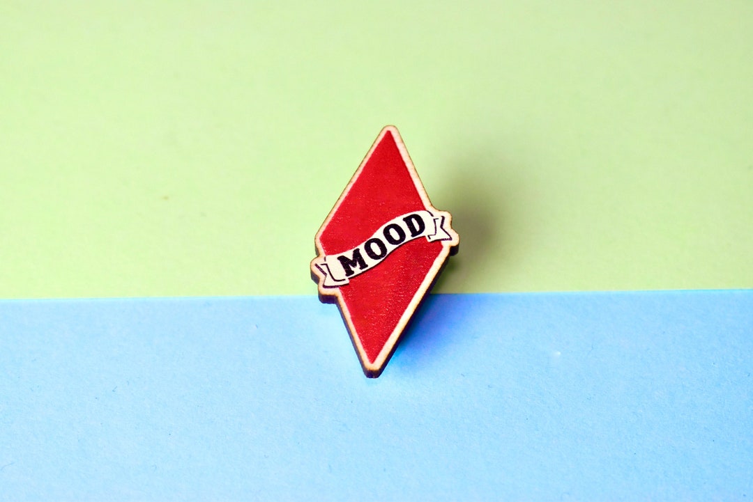 The Sims 4 Plumbob Pin: Red Mood Wooden Badge - Etsy