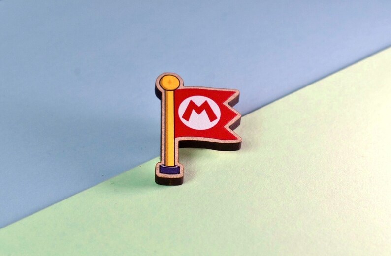 Super Mario Bros Mario Checkpoint Flag Pin - Etsy