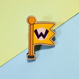Wario Checkpoint Flag Pin - Super Mario Bros Checkpoint Collection - Etsy