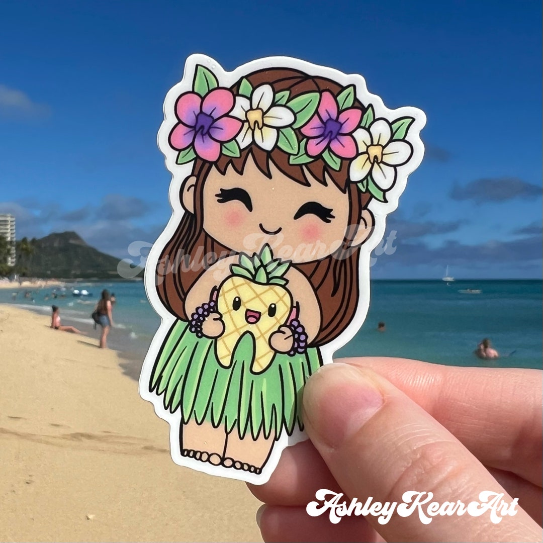 Dental Sticker, Dental Hula Girl Sticker, Cute Dental Sticker, Dental ...