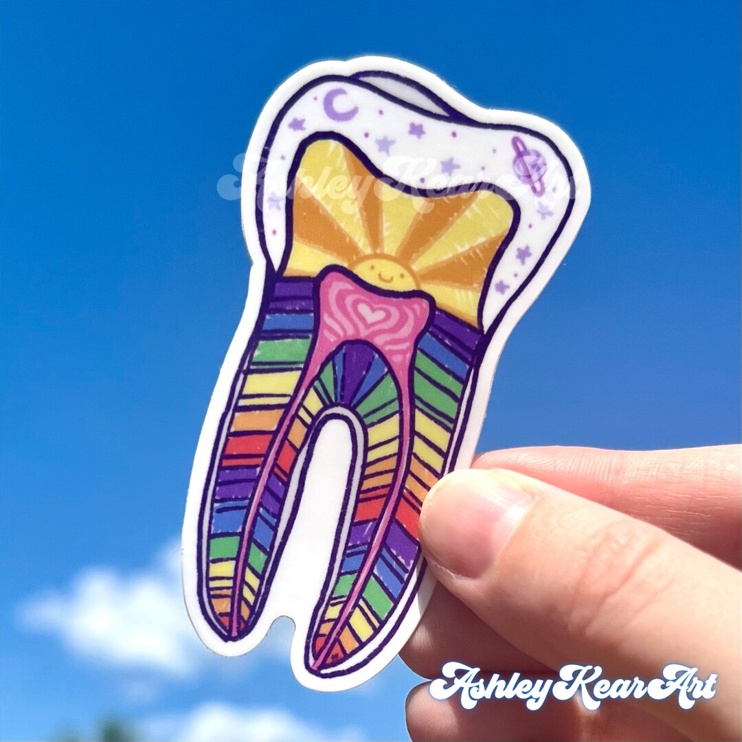 Dental Sticker, Rainbow Tooth Dental Sticker, Cute Tooth Sticker, Funny ...