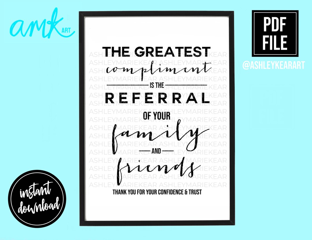 Referral Sign, Office Referral Sign, Business Referral Sign, Referral ...