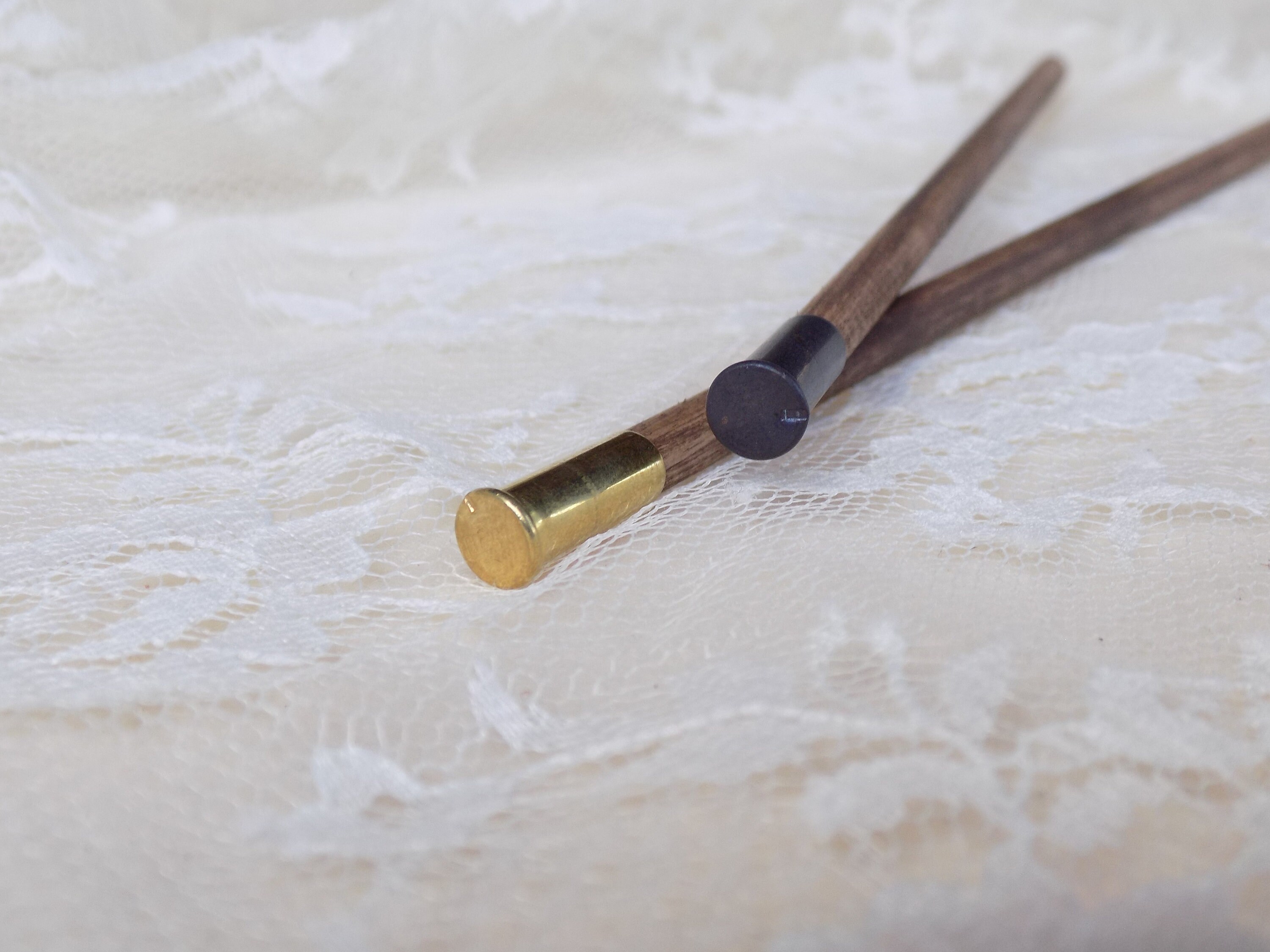 Wooden Hair stick Brass Cap Hair Stick Hair Pin Wooden | Etsy