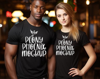 Interracial Couple Mockup, Black T-shirt Mockup, Interracial Mockup ...