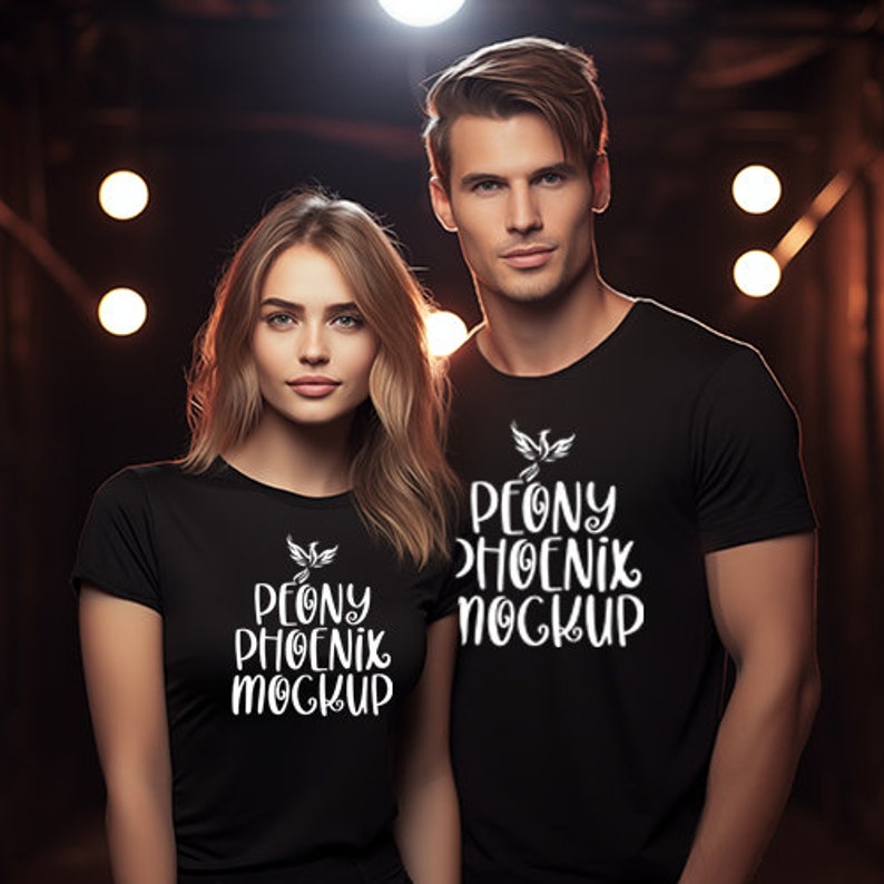 Adult Couple Mockup White Couple Mockup Black T Shirt Etsy