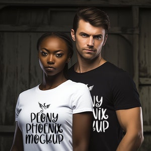 Interracial Couple Mockup, Black T-shirt Mockup, Interracial Mockup ...