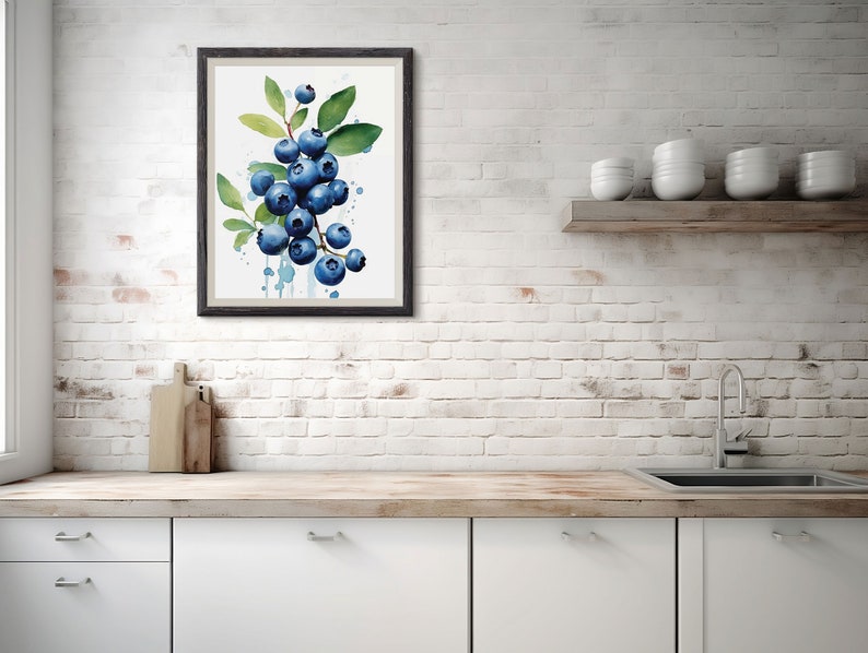 Blueberry Watercolor Art Print. Blueberries. Blueberry Home Decor ...